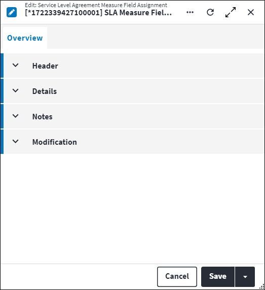 Service Level Agreement Measure Field Assignment Screen
